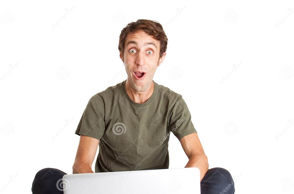 Surprised computer user stock image. Image of surprise - 16816705