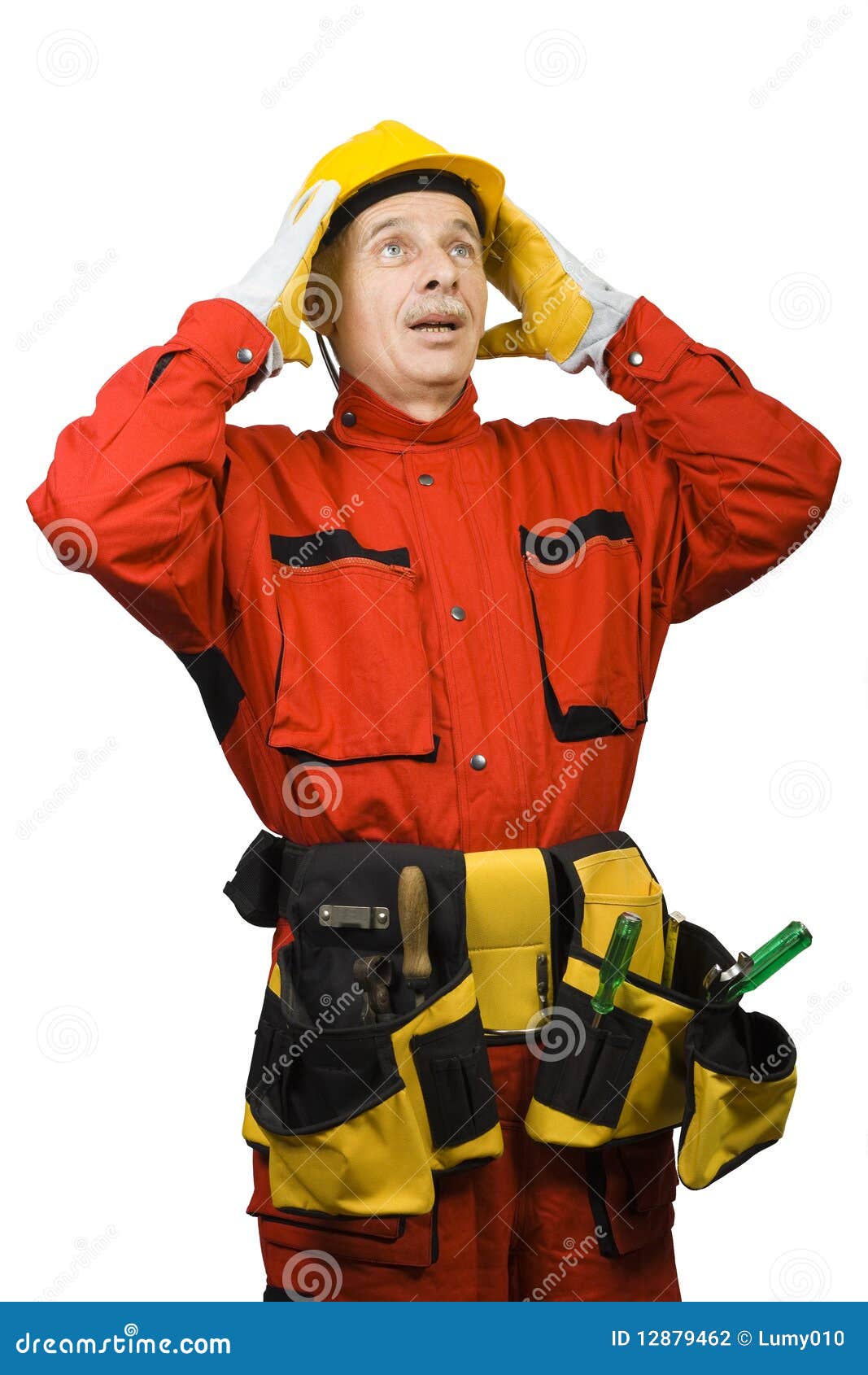Surprised Construction Worker Stock Photo - Image of industry, model ...