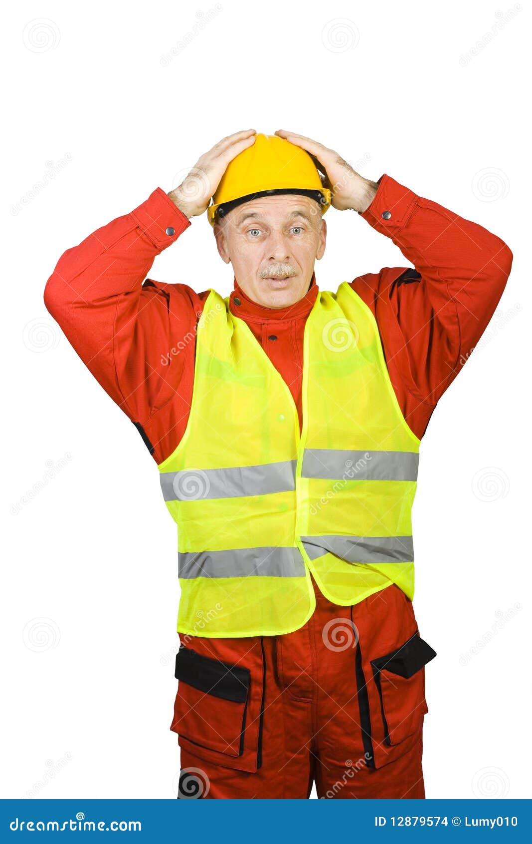 Surprised Construction Worker Stock Photo - Image of hold, mature: 12879574