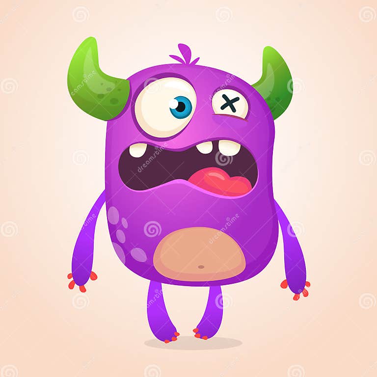 Surprised Cute Cartoon Monster Icon Vector Troll Or Gremlin Mascot