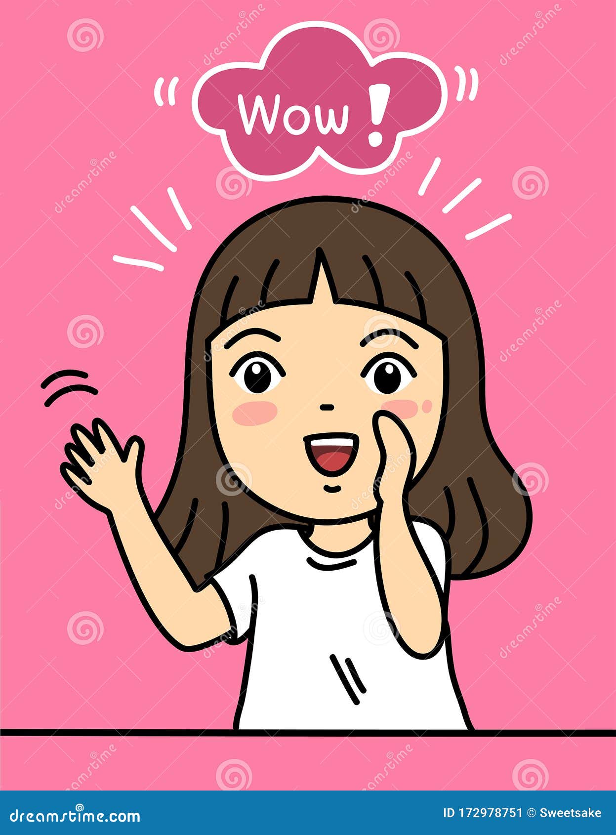 Surprised Cute Girl Character Vector Illustration Stock Vector ...