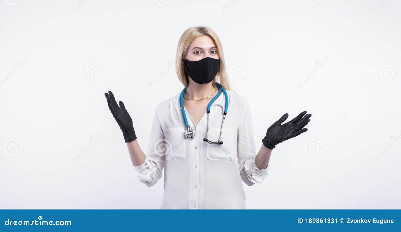 Surprised Doctor with Stethoscope on Isolated Background Stock Image ...