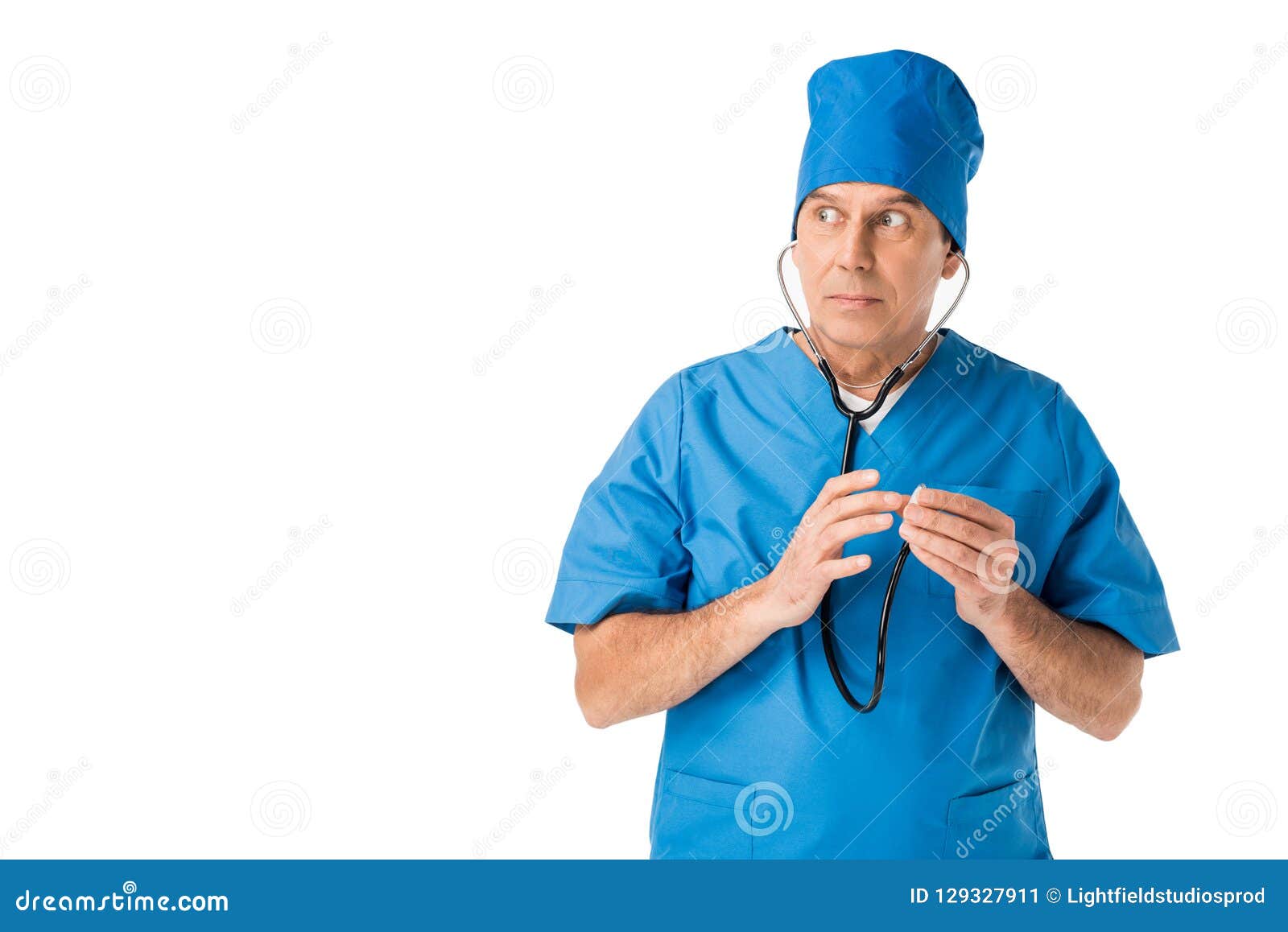 Surprised Doctor in Uniform with Stethoscope Stock Image - Image of ...