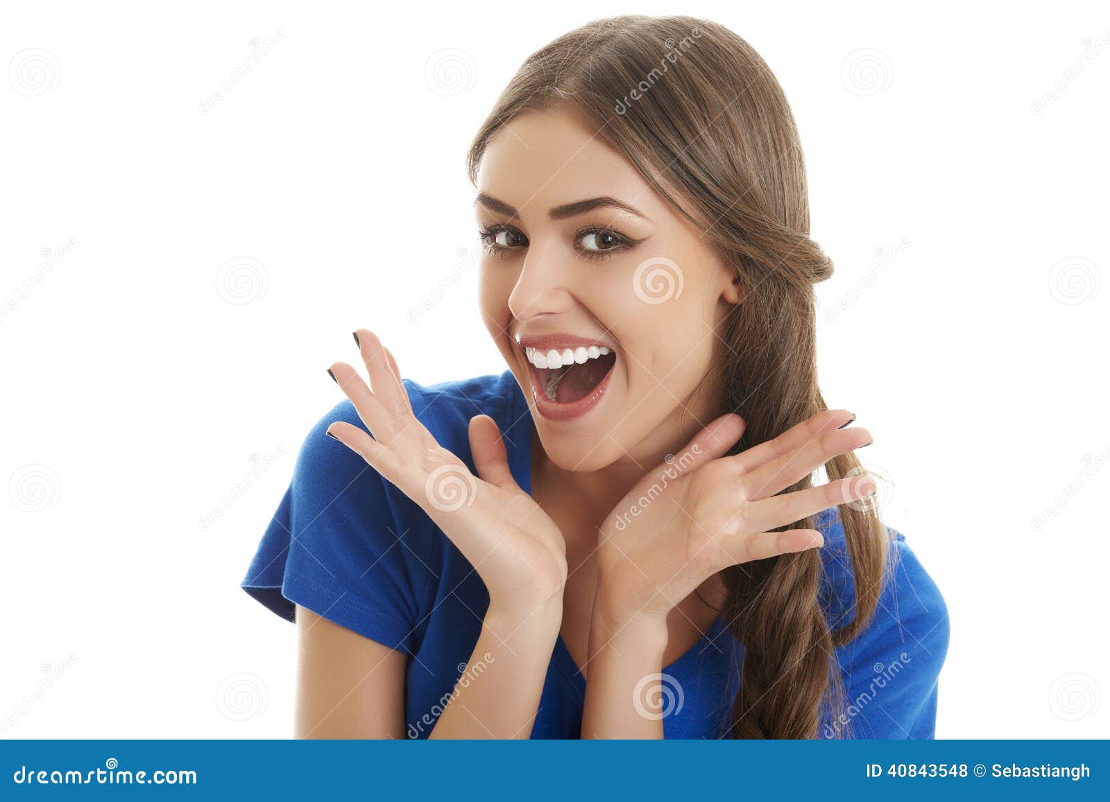Surprised ecstatic woman stock photo. Image of background - 40843548