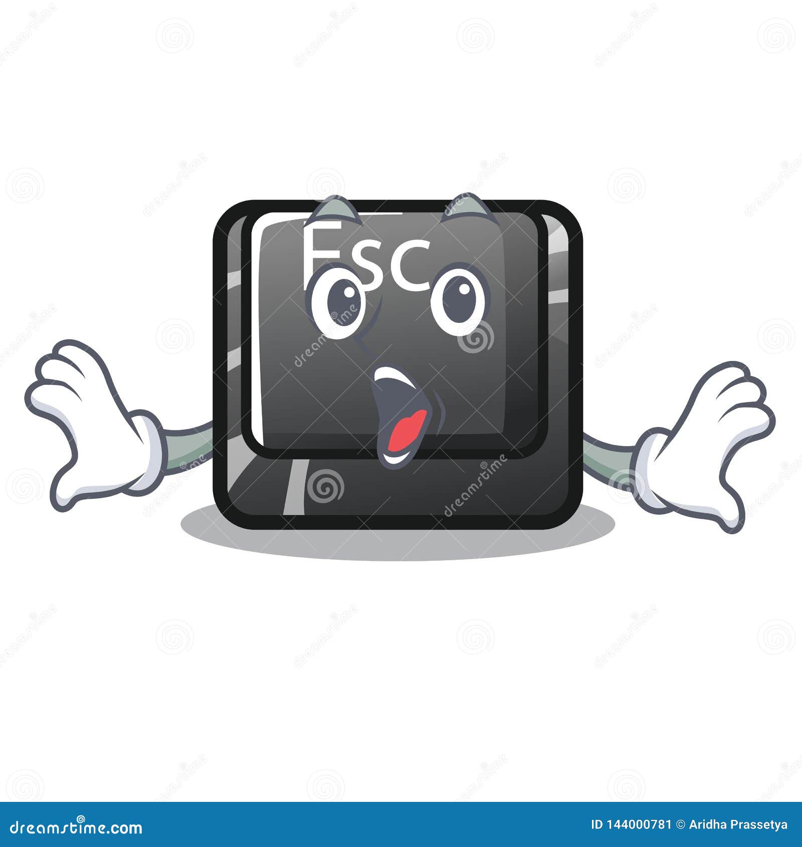 Surprised Esc Button Attached To Cartoon Keyboard Stock Vector ...