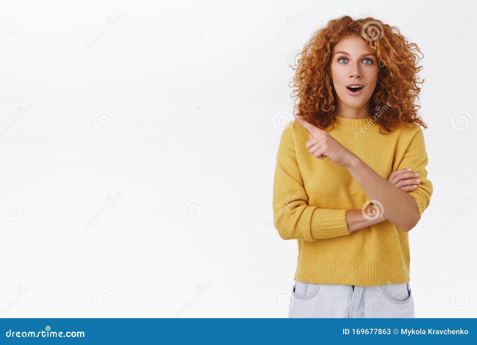 Surprised Excited And Enthusiastic Redhead Curly Woman Asking Question