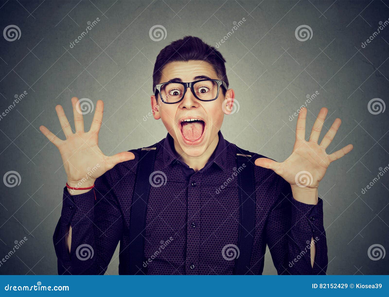 Surprised Excited Funky Looking Man Screaming Stock Image - Image of ...