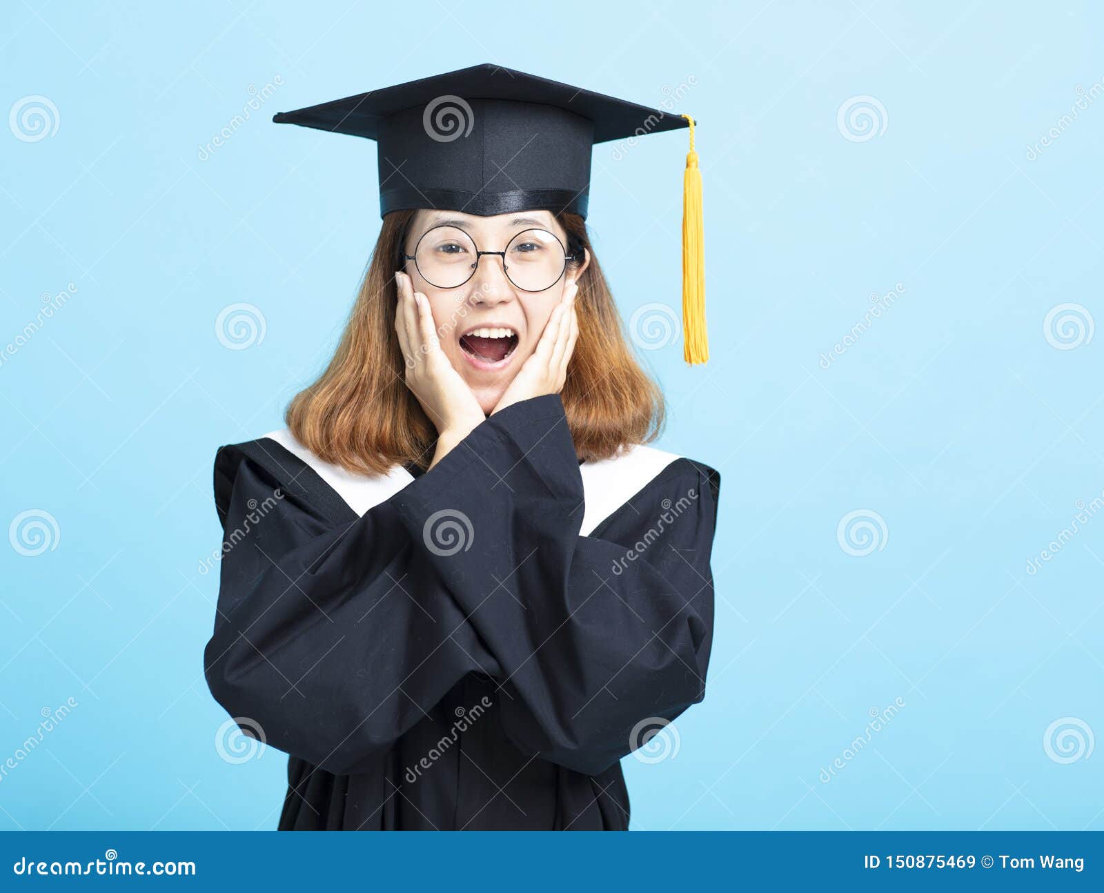 Surprised Excited Graduation Student Girl Stock Image - Image of degree ...