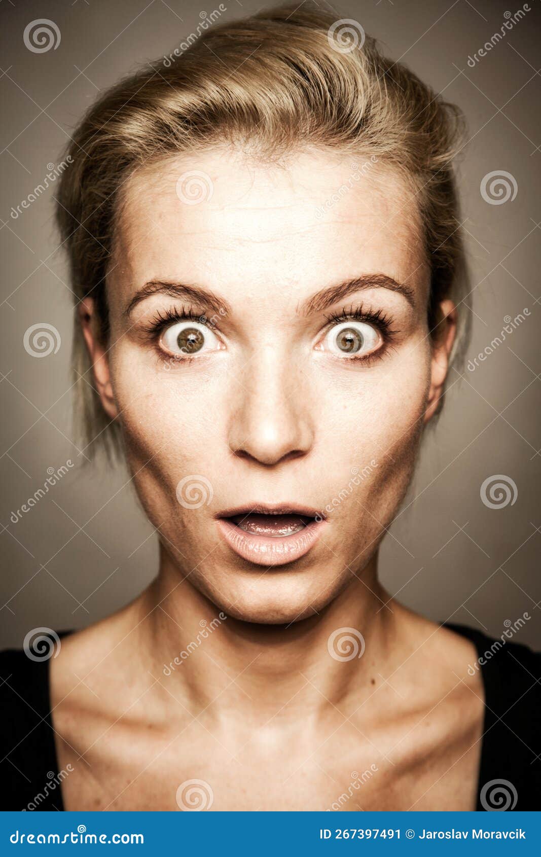 Surprised Expression on the Young Woman`s Face Stock Image - Image of ...