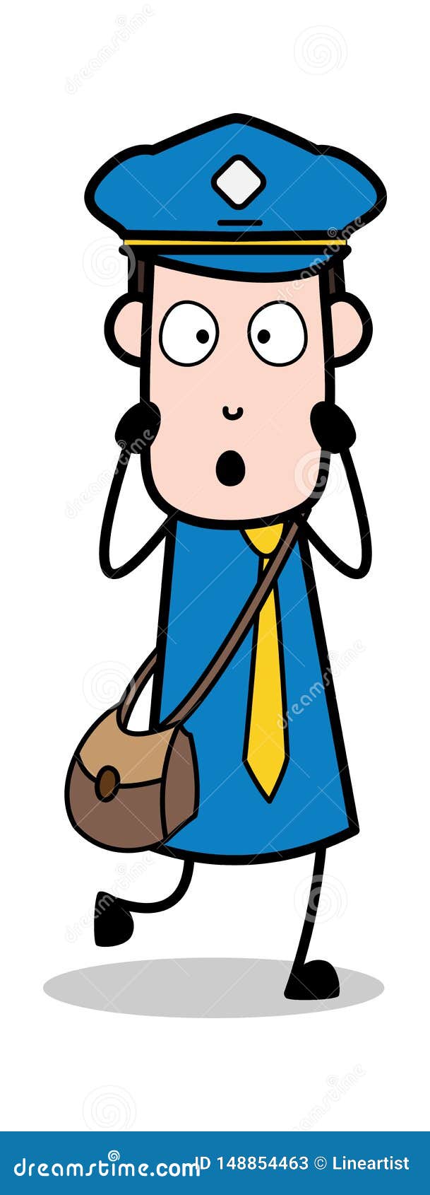 Surprised Face Expression - Postman Cartoon Courier Guy Vector ...