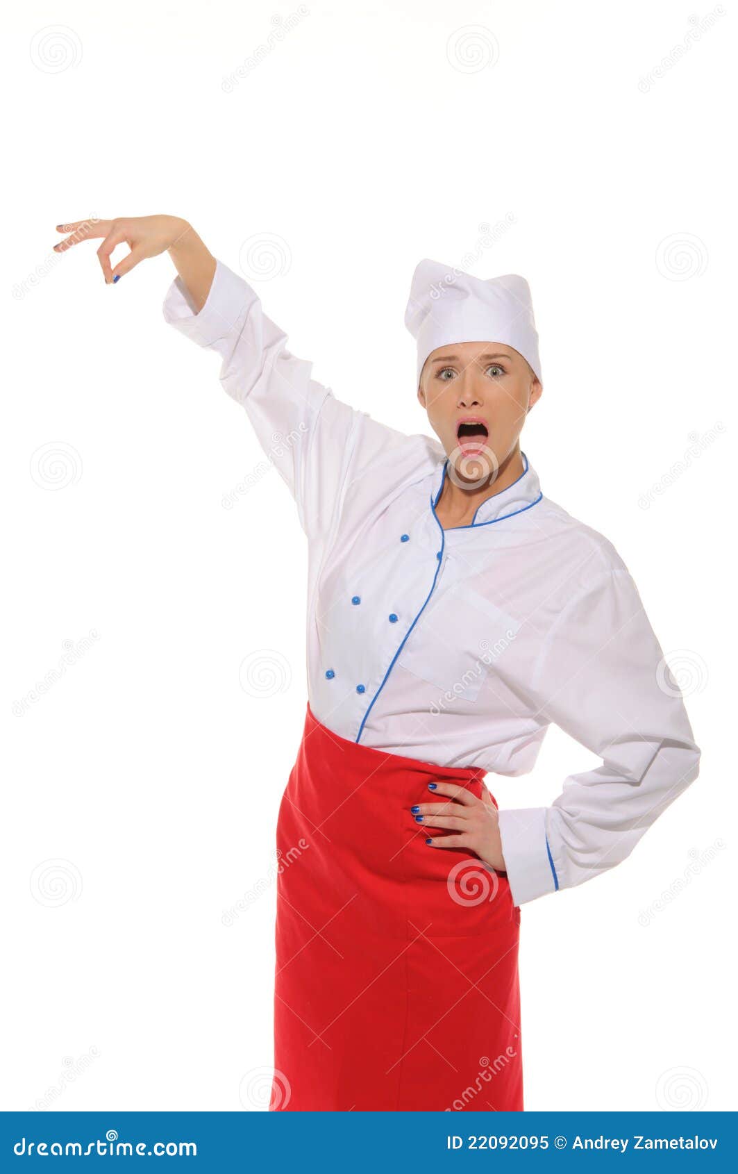 Surprised Female Chef Picks Up Stock Image - Image of apron, discontent ...