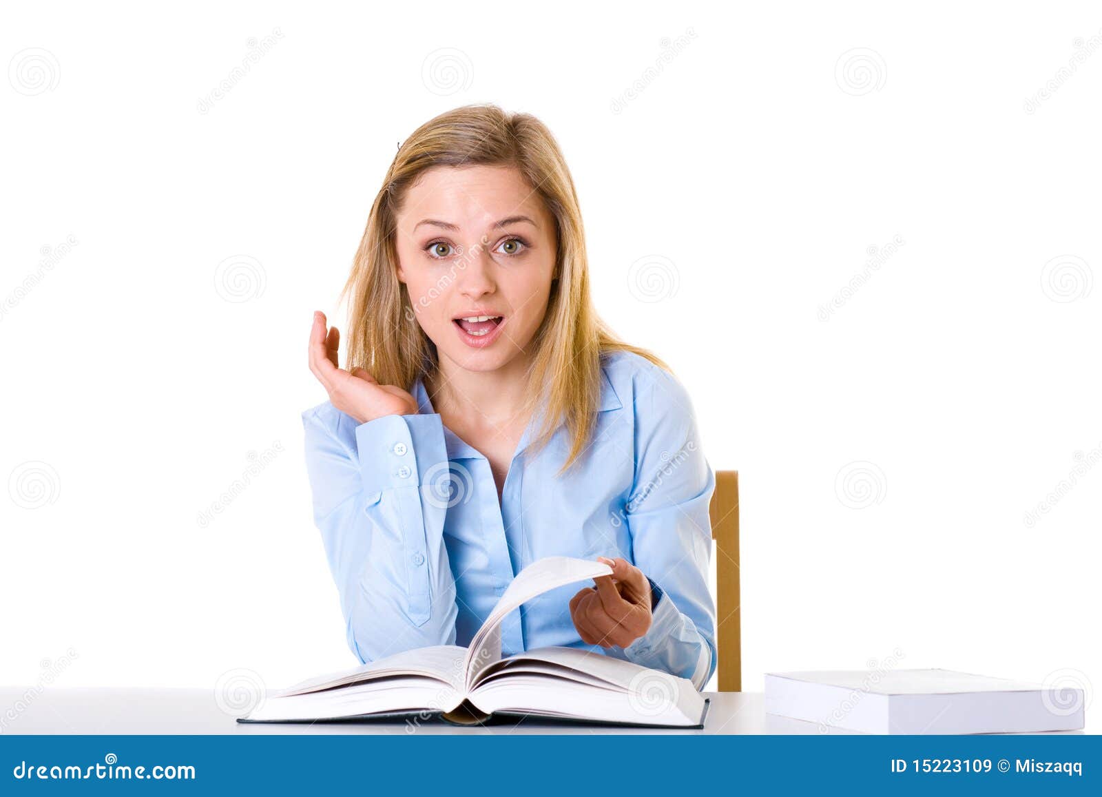 Surprised Female Student Read Book, Isolated Stock Image - Image of ...