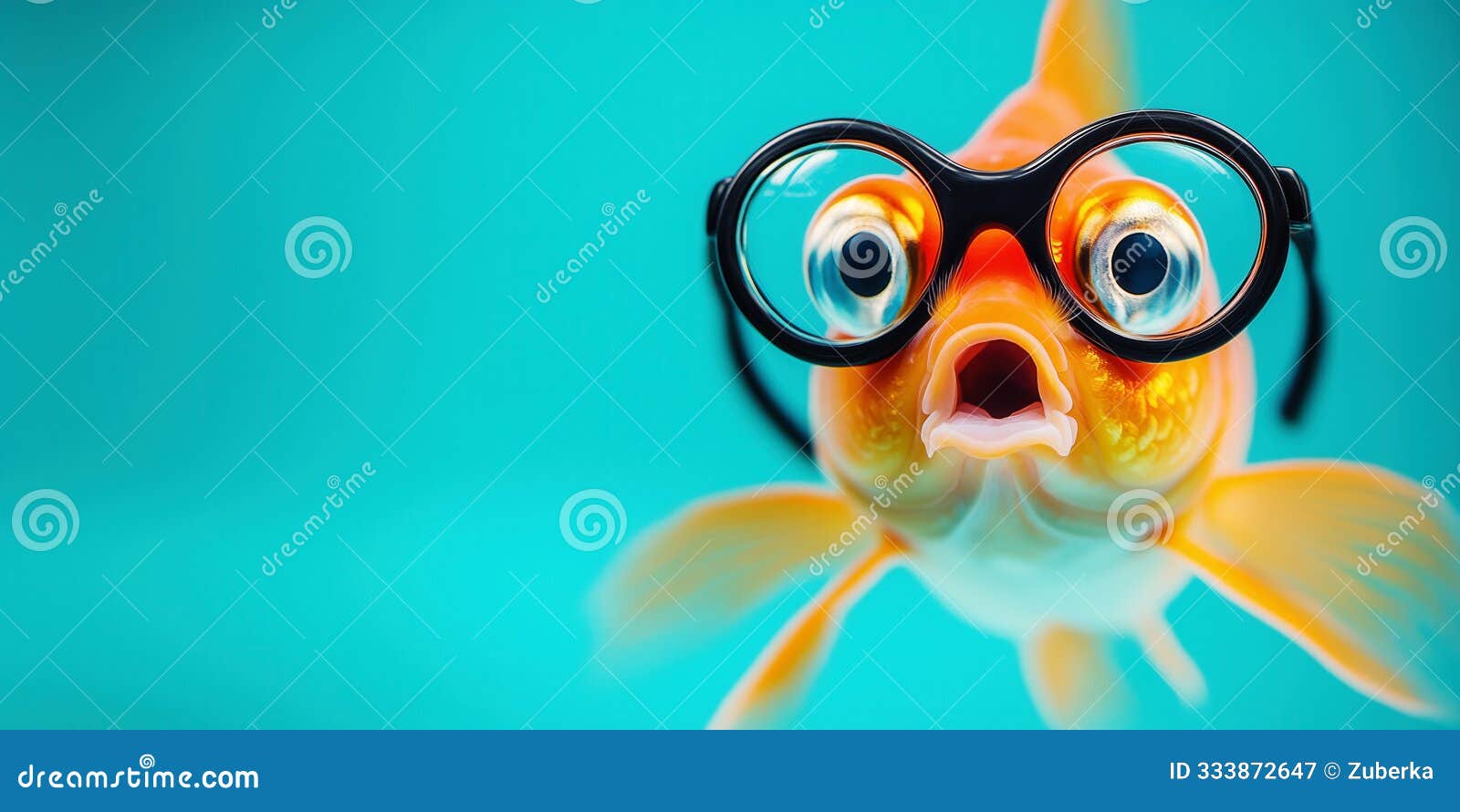 Surprised Fish Wearing Glasses on Turquoise Background Stock ...
