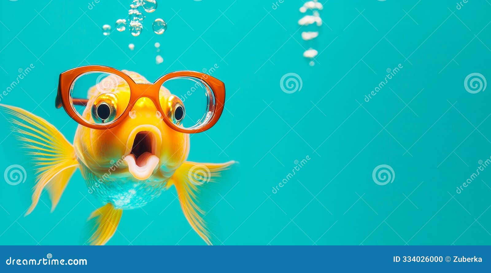 Surprised Fish Wearing Glasses on Turquoise Background Stock ...