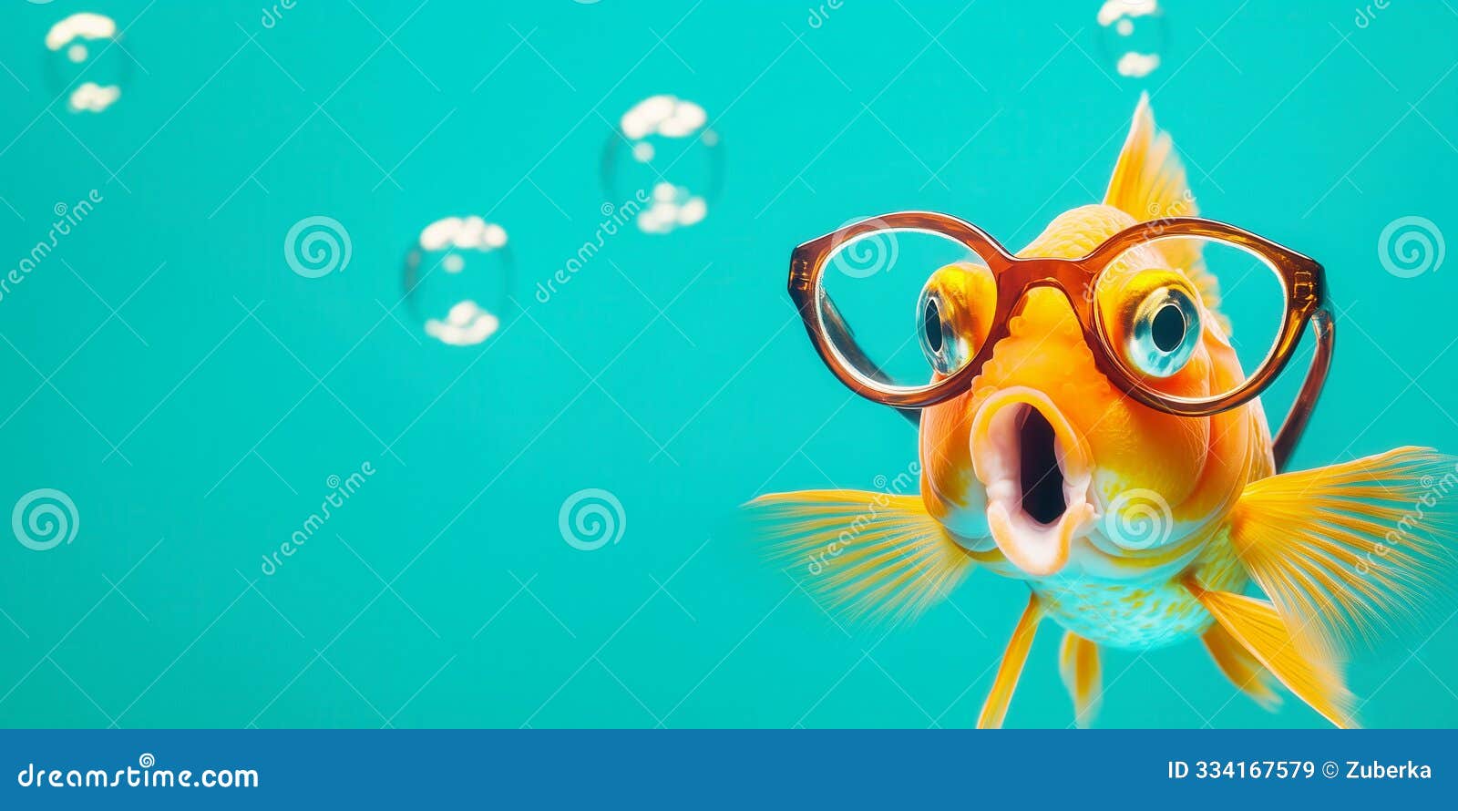 Surprised Fish Wearing Glasses on Turquoise Background Stock ...