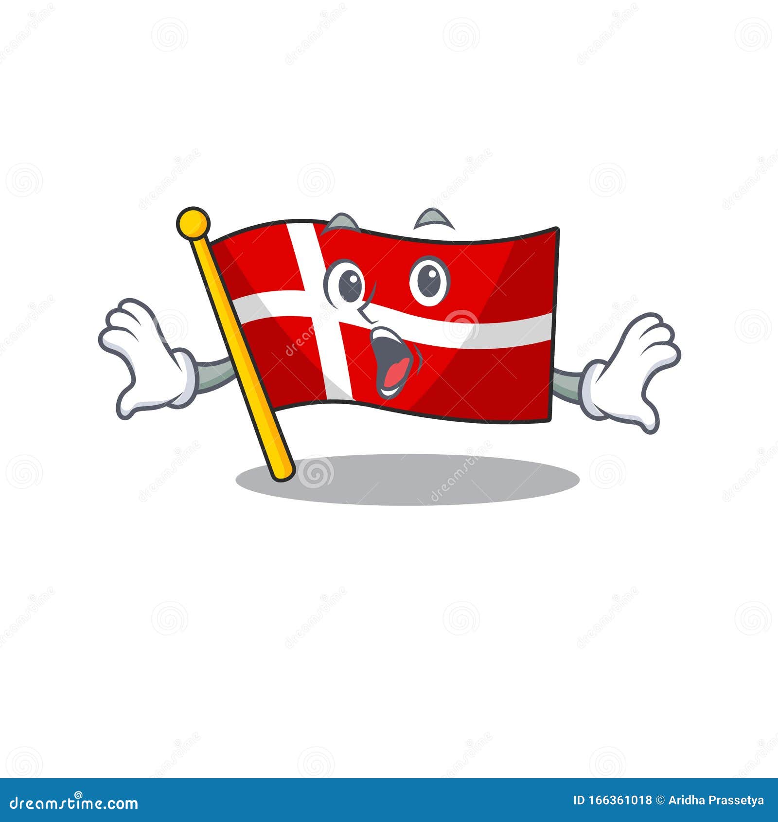 Surprised Flag Denmark Face Gesture on Cartoon Style Stock Vector ...