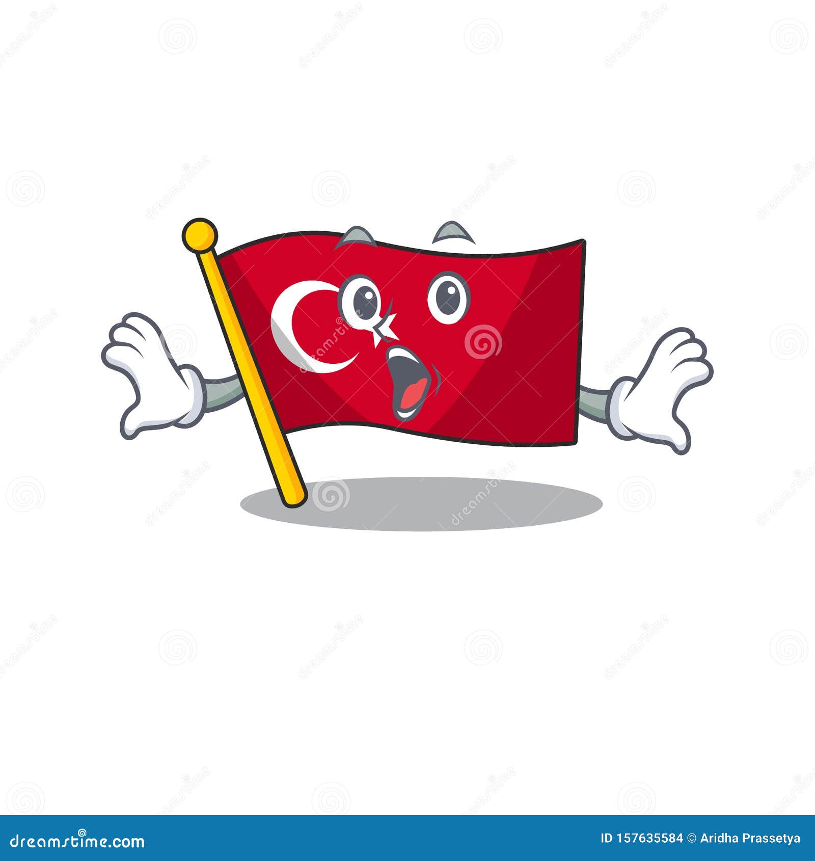 Surprised Flag Turkey in the Mascot Shape Stock Vector - Illustration ...