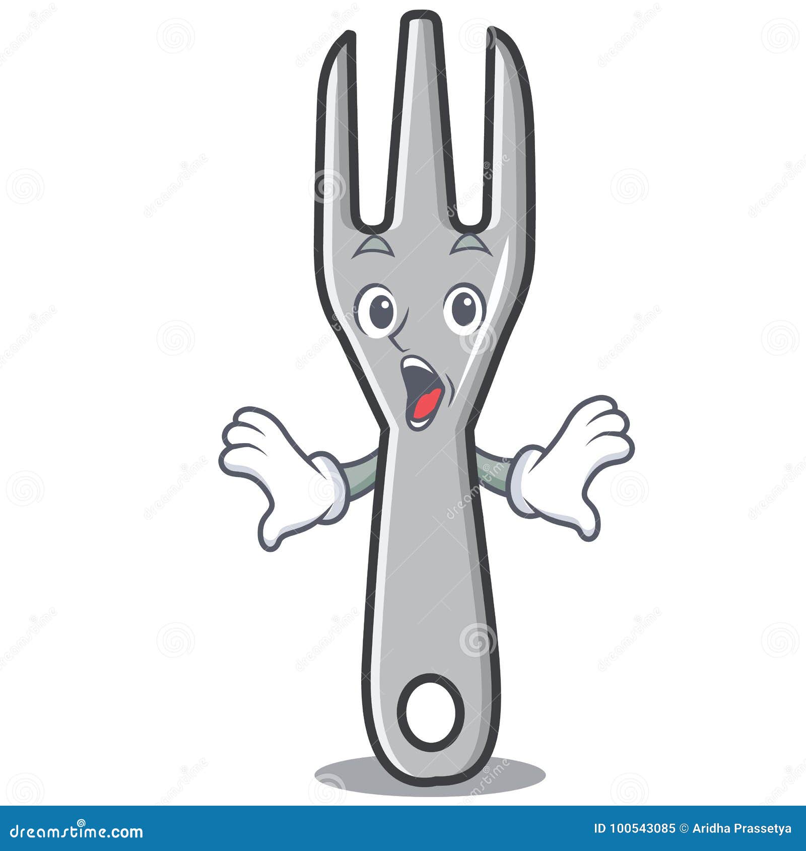 Surprised Fork Character Cartoon Style Stock Vector - Illustration of ...