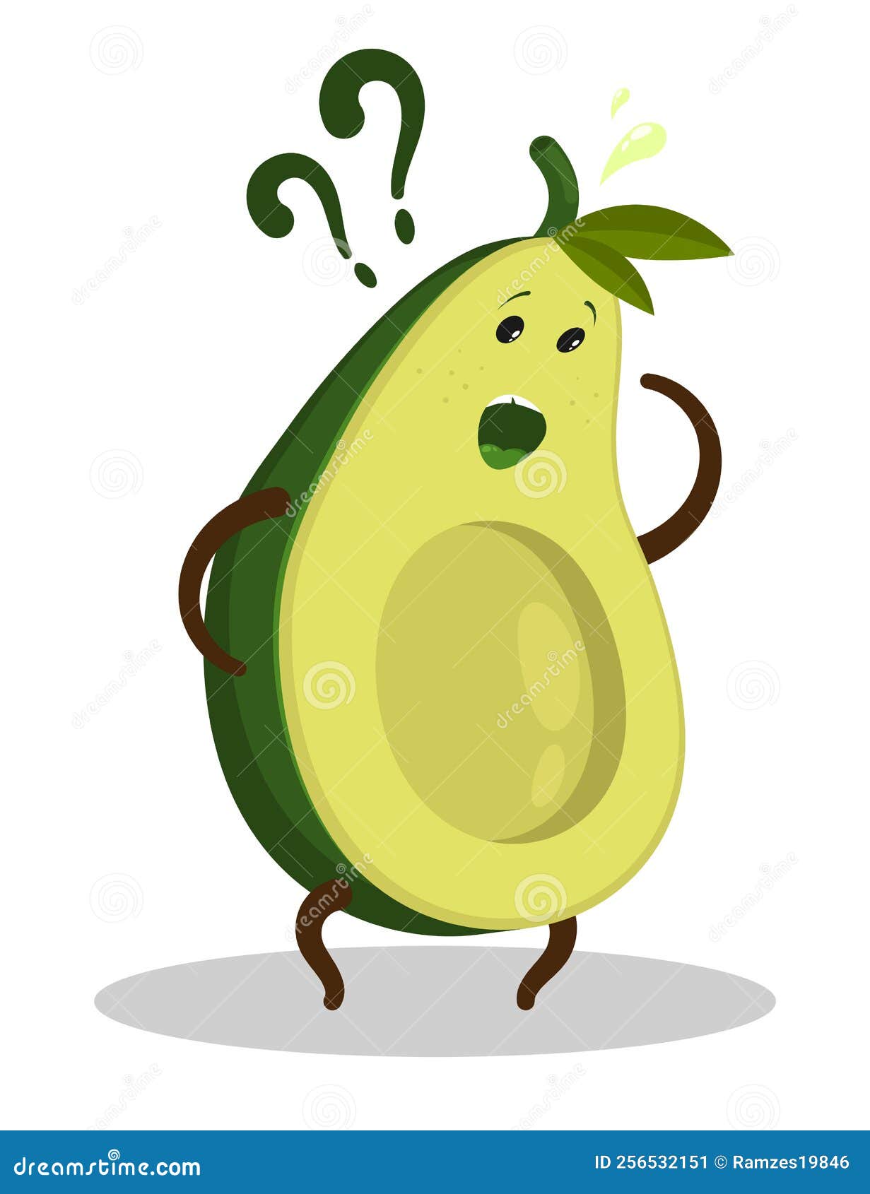 Surprised Frustrated Avocado Character is Looking for Missing Bone ...
