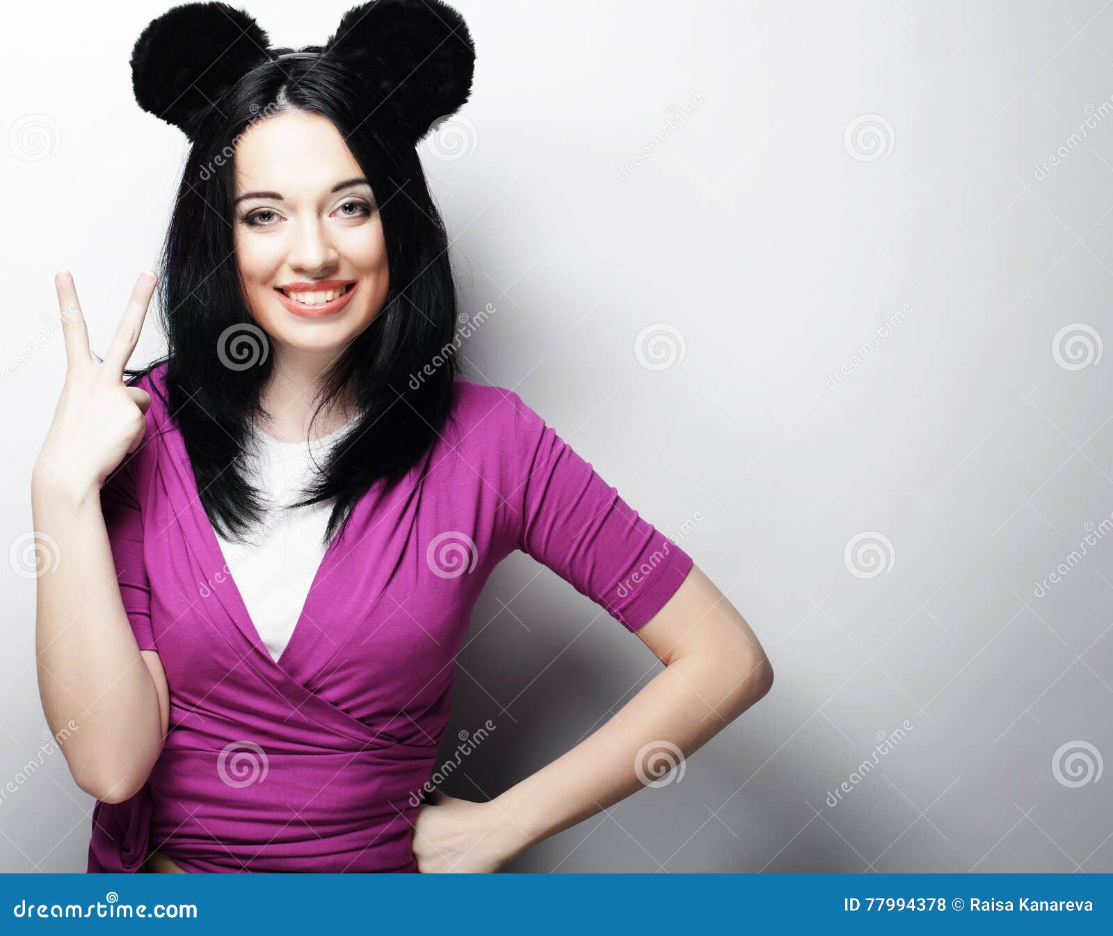 Surprised Funny Young Woman with Mouse Ears Stock Photo - Image of cute ...