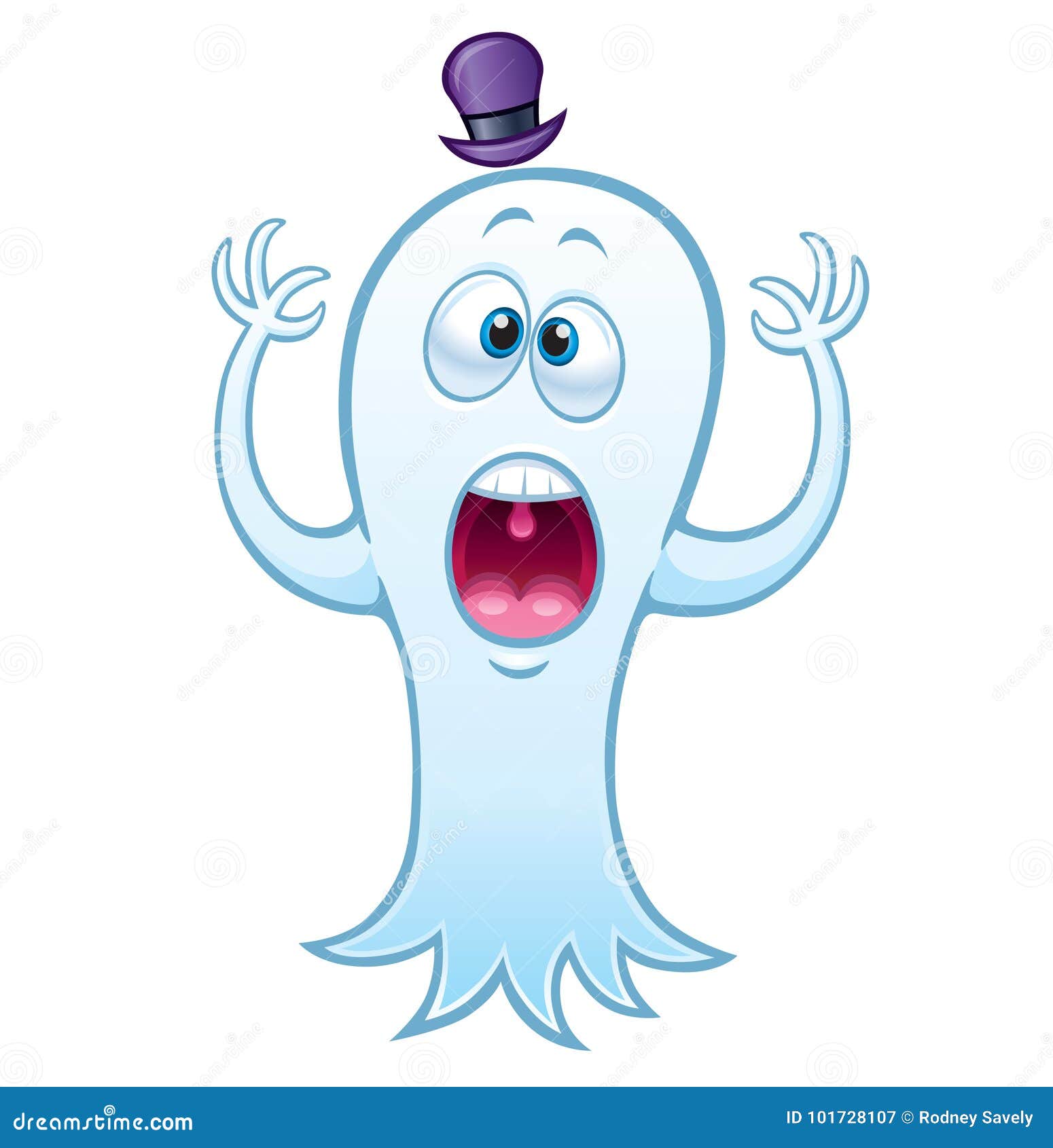Surprised Ghost with Hat stock illustration. Illustration of halloween ...