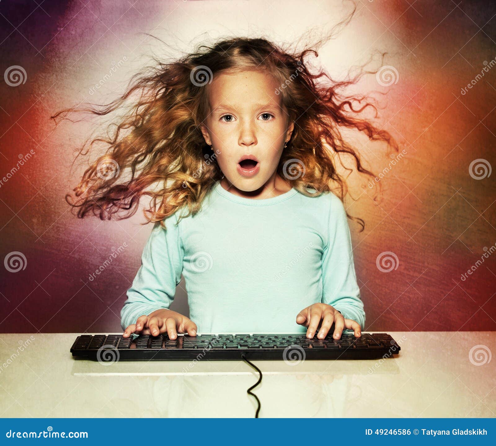 Surprised Girl with Computer Stock Photo - Image of years, digital ...
