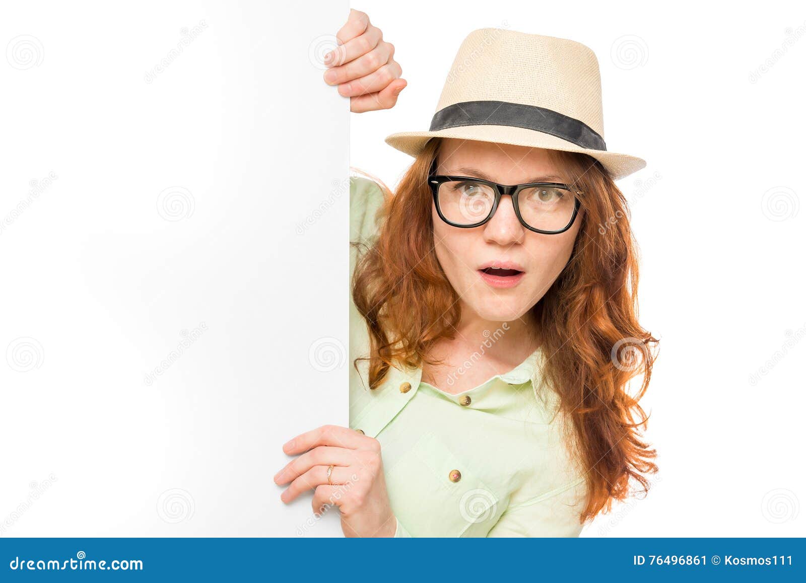 Surprised Girl in Glasses and a Hat Stock Image - Image of happiness ...