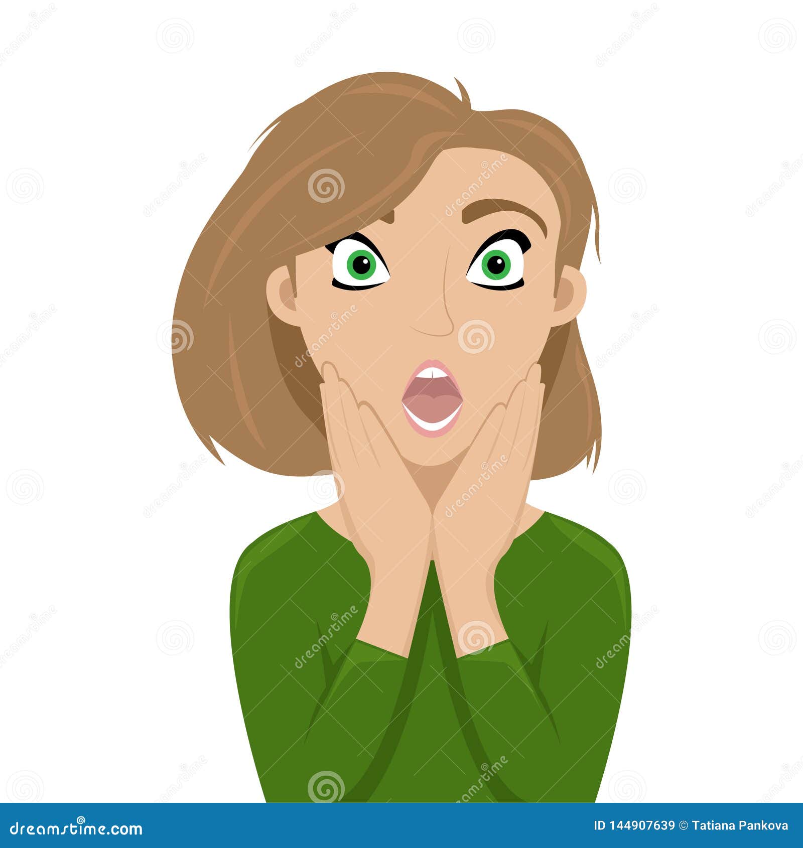Surprised Girl with Hands in Her Face. Shock Stock Vector ...