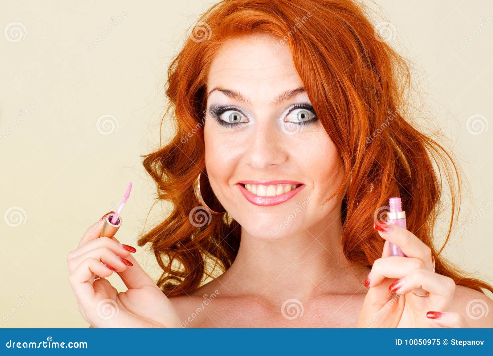 Surprised Girl with Lipstick Stock Image - Image of mouth, caucasian ...