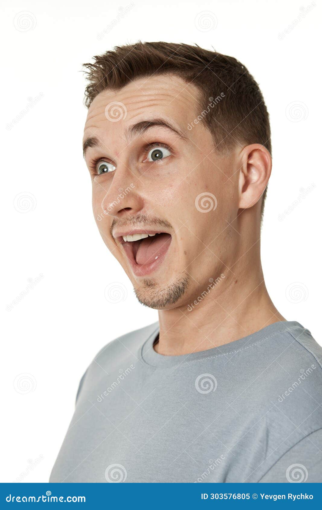 Surprised Guy Looking at Camera on White Background Stock Image - Image of caucasian, background ...