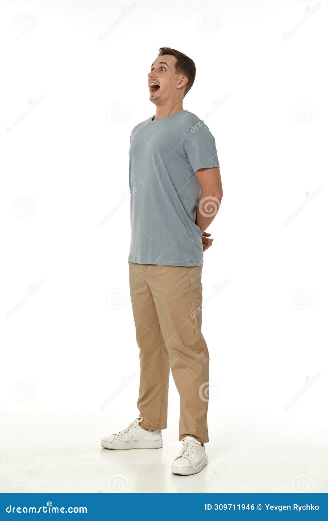 Surprised Guy Looking at Camera on White Background Stock Photo - Image ...