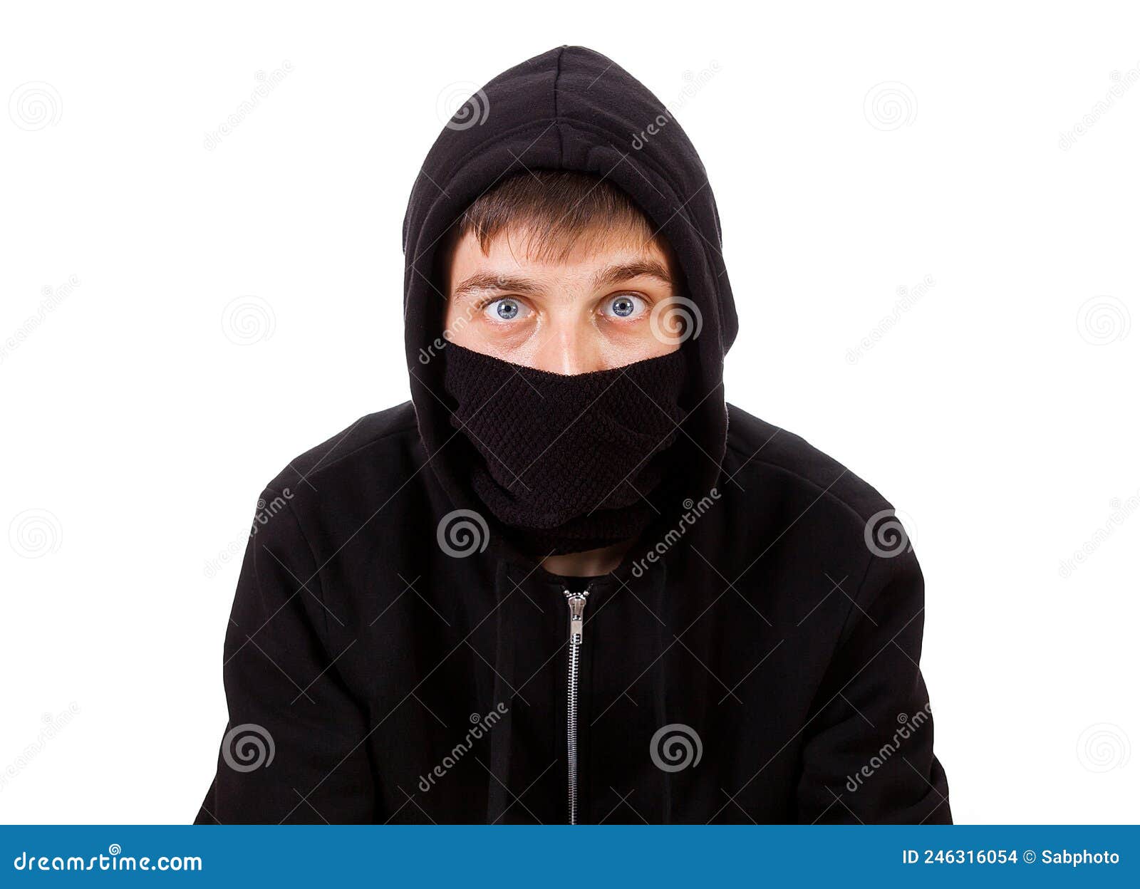 Surprised Hacker Portrait stock photo. Image of closeup - 246316054