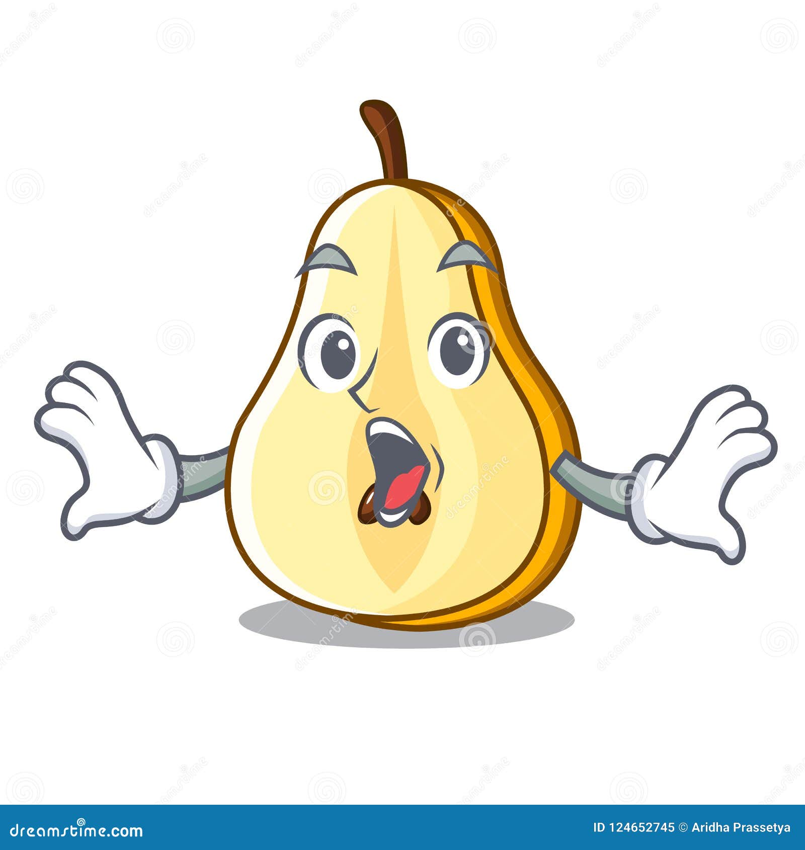 Surprised Half of Pear Isolated on Cartoon Stock Vector - Illustration ...