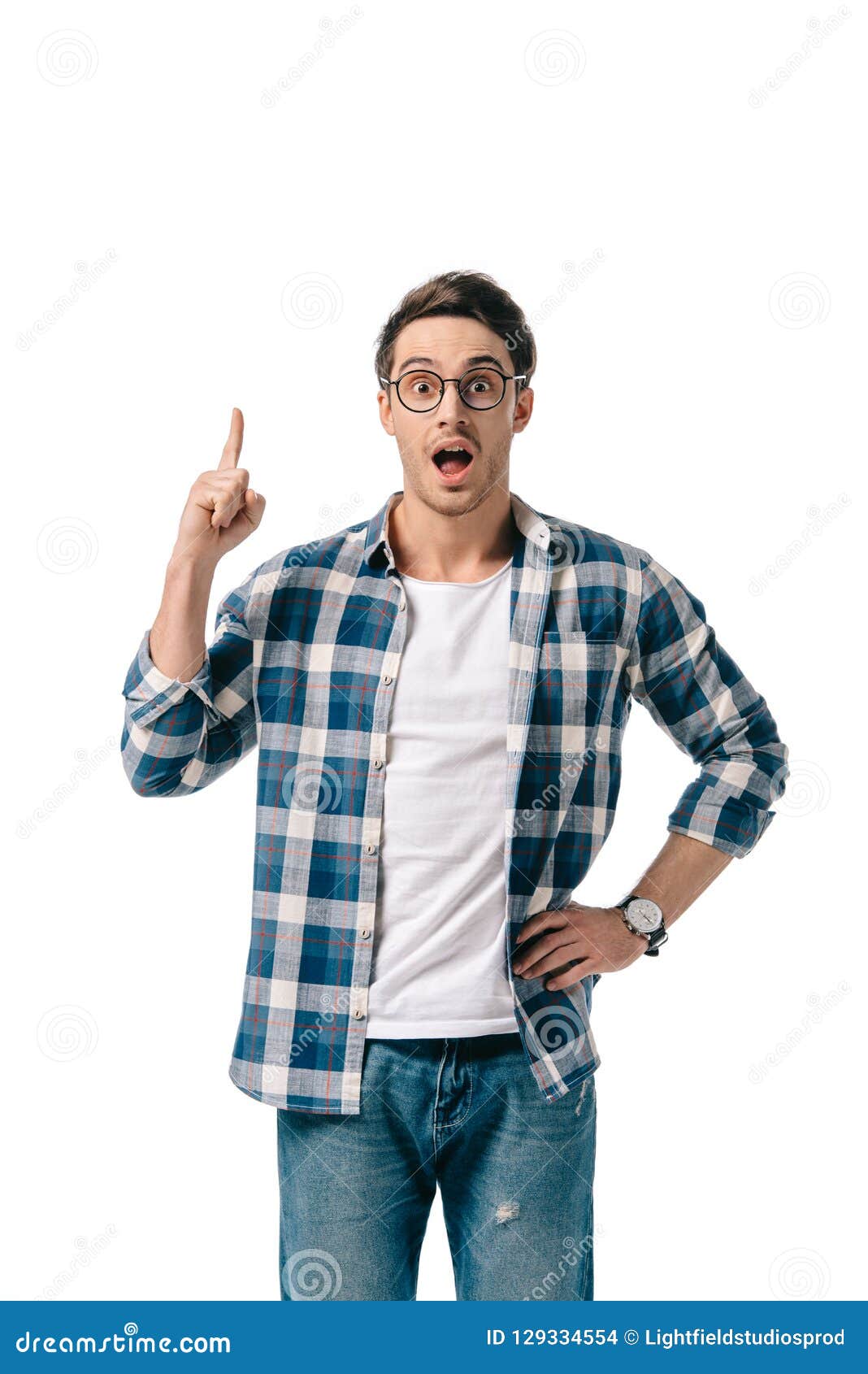 Surprised Handsome Man Pointing on Something Stock Photo - Image of ...