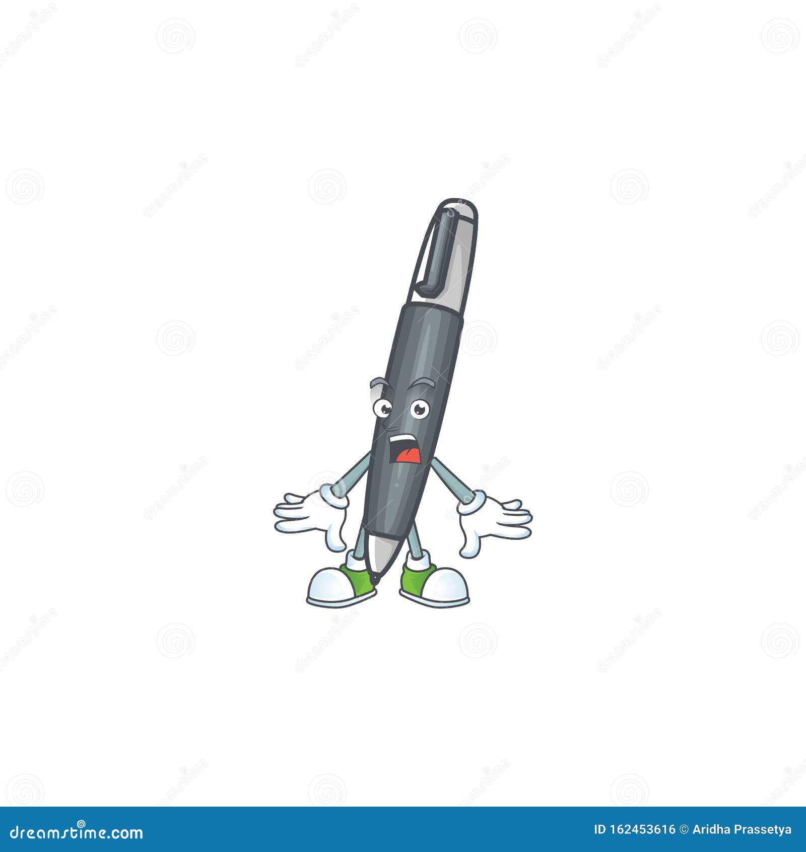 Surprised Icon Black Ballpoint with Cartoon Character Stock Vector ...