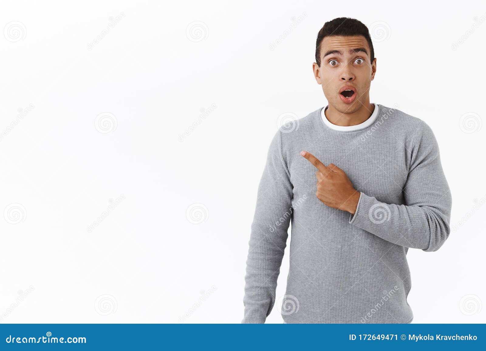 Surprised and Impressed, Startled Guy in Grey Sweater, React To ...