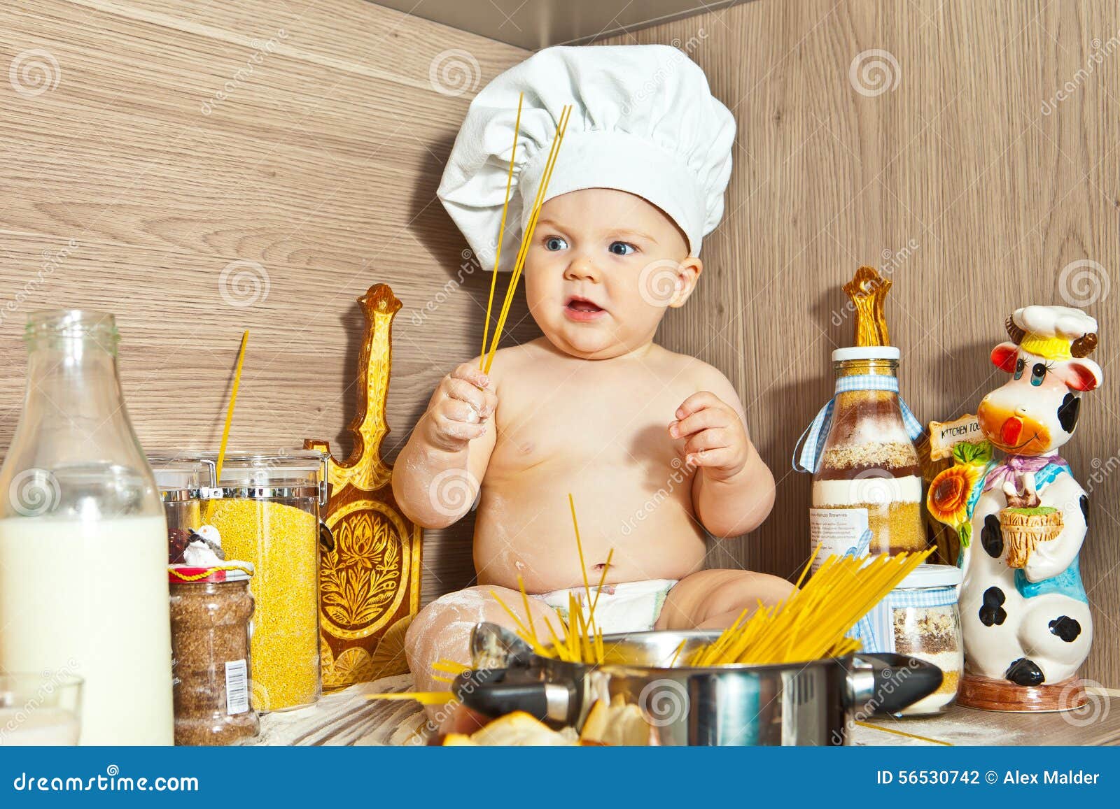 The Surprised Kid the Chef Cook Cooks Food Stock Photo - Image of help ...