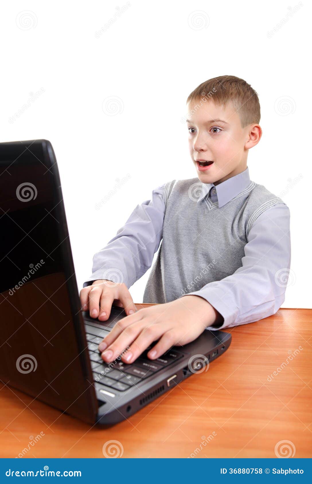 Surprised Kid with Laptop stock photo. Image of adolescence - 36880758