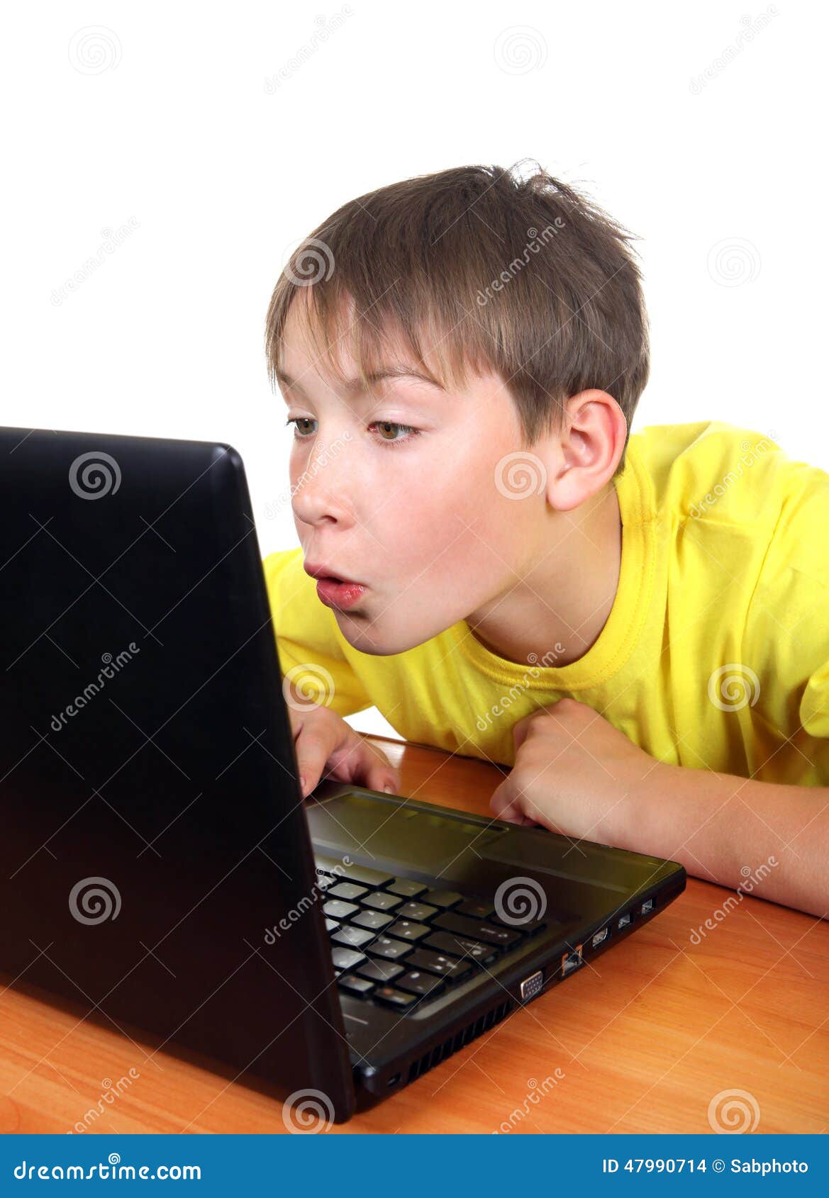 Surprised Kid with Laptop stock photo. Image of childhood - 47990714