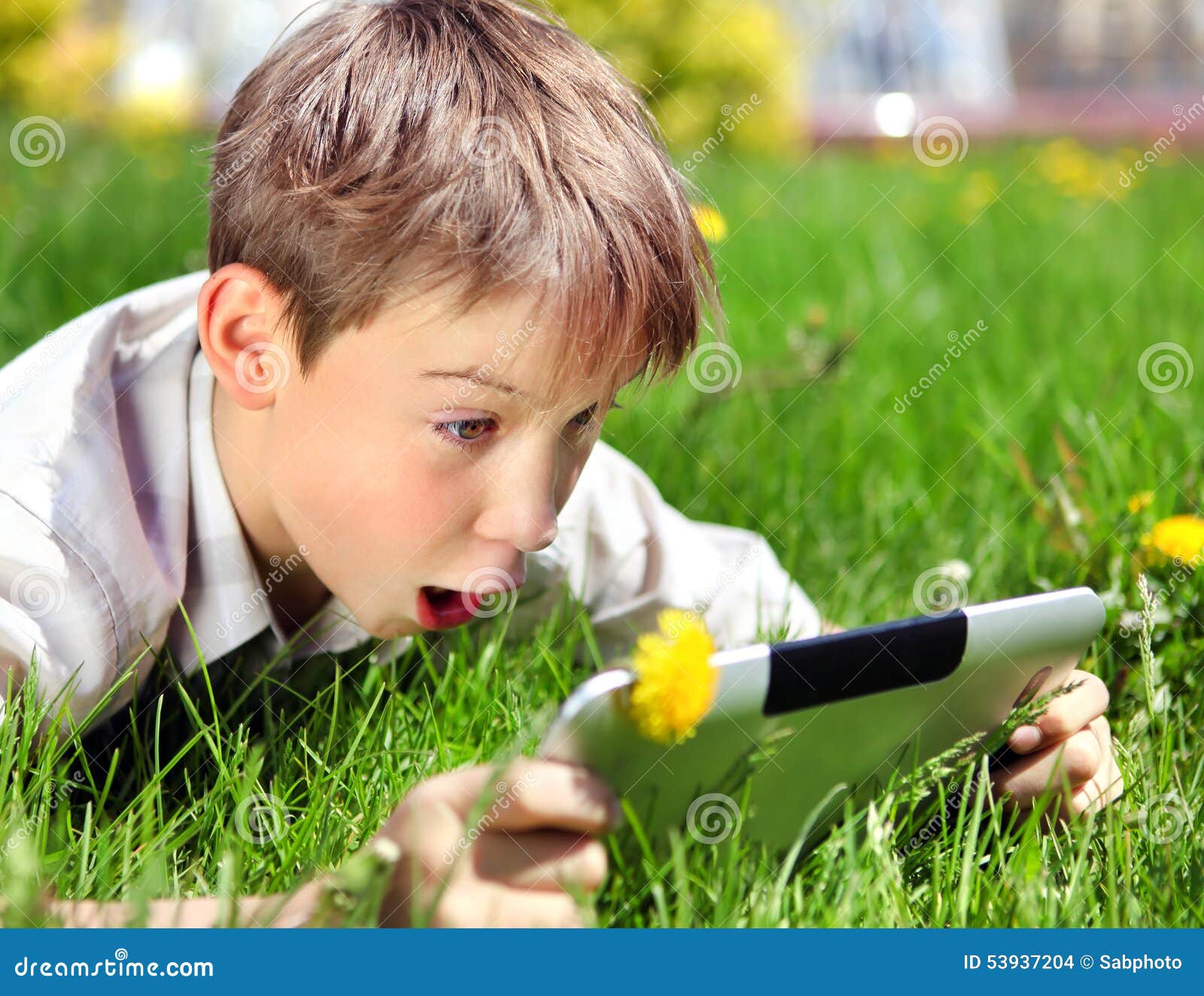 Surprised Kid with Tablet stock photo. Image of cute - 53937204