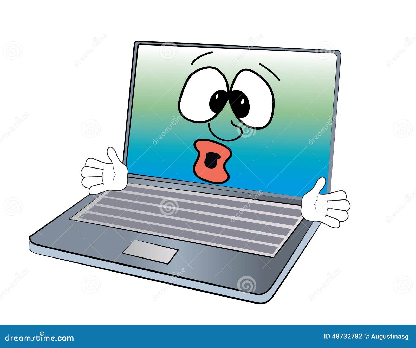 Surprised laptop cartoon stock illustration. Illustration of isolated ...