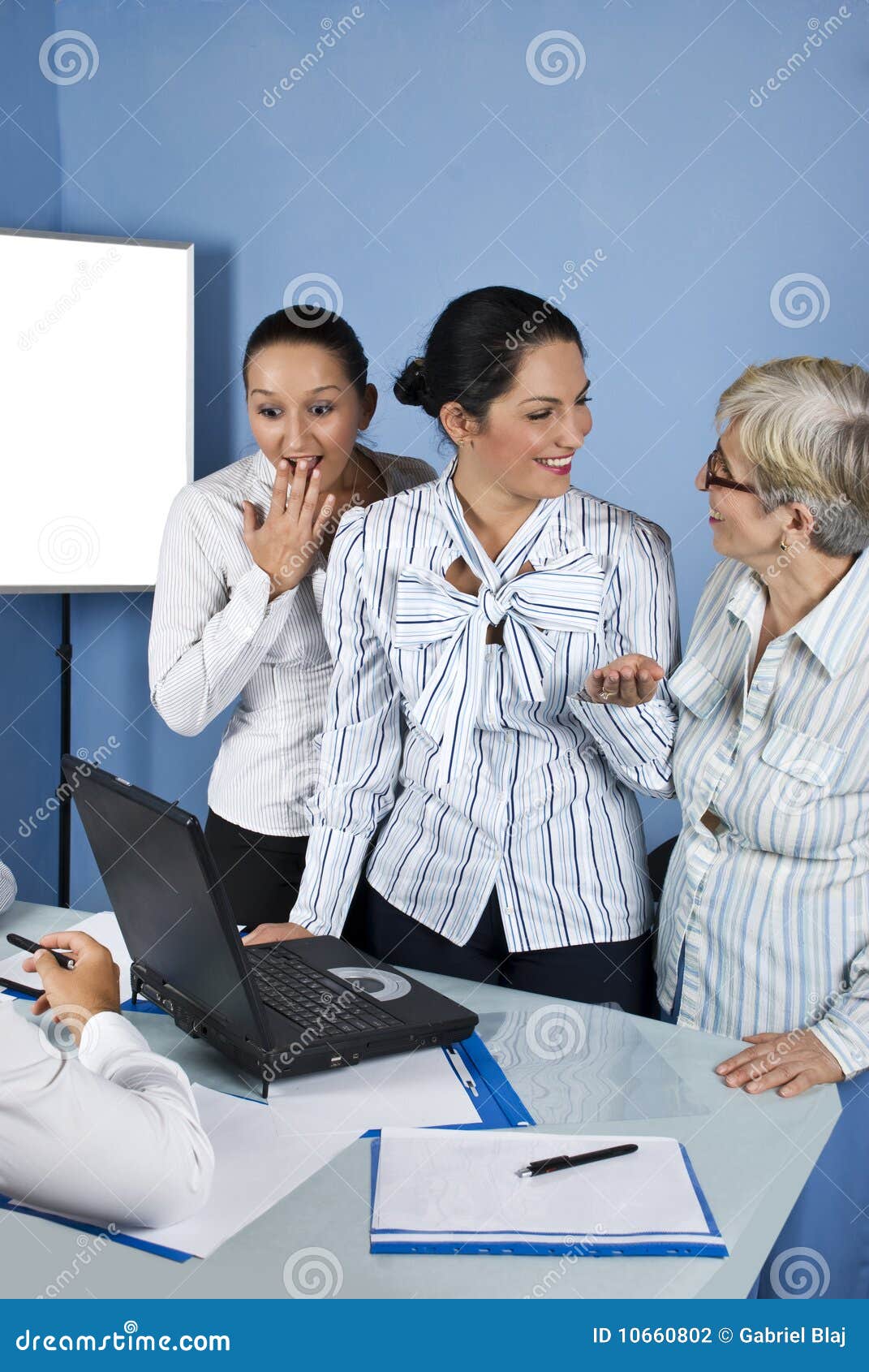 Surprised and Laughing Business Woman in Office Stock Photo - Image of ...