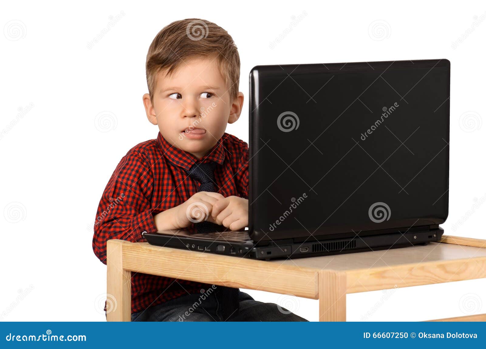 Surprised Little Boy Working On A Laptop Computer Stock Photo - Image ...