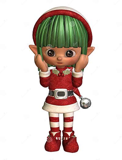 Surprised Little Christmas Elf Stock Illustration - Illustration of ...