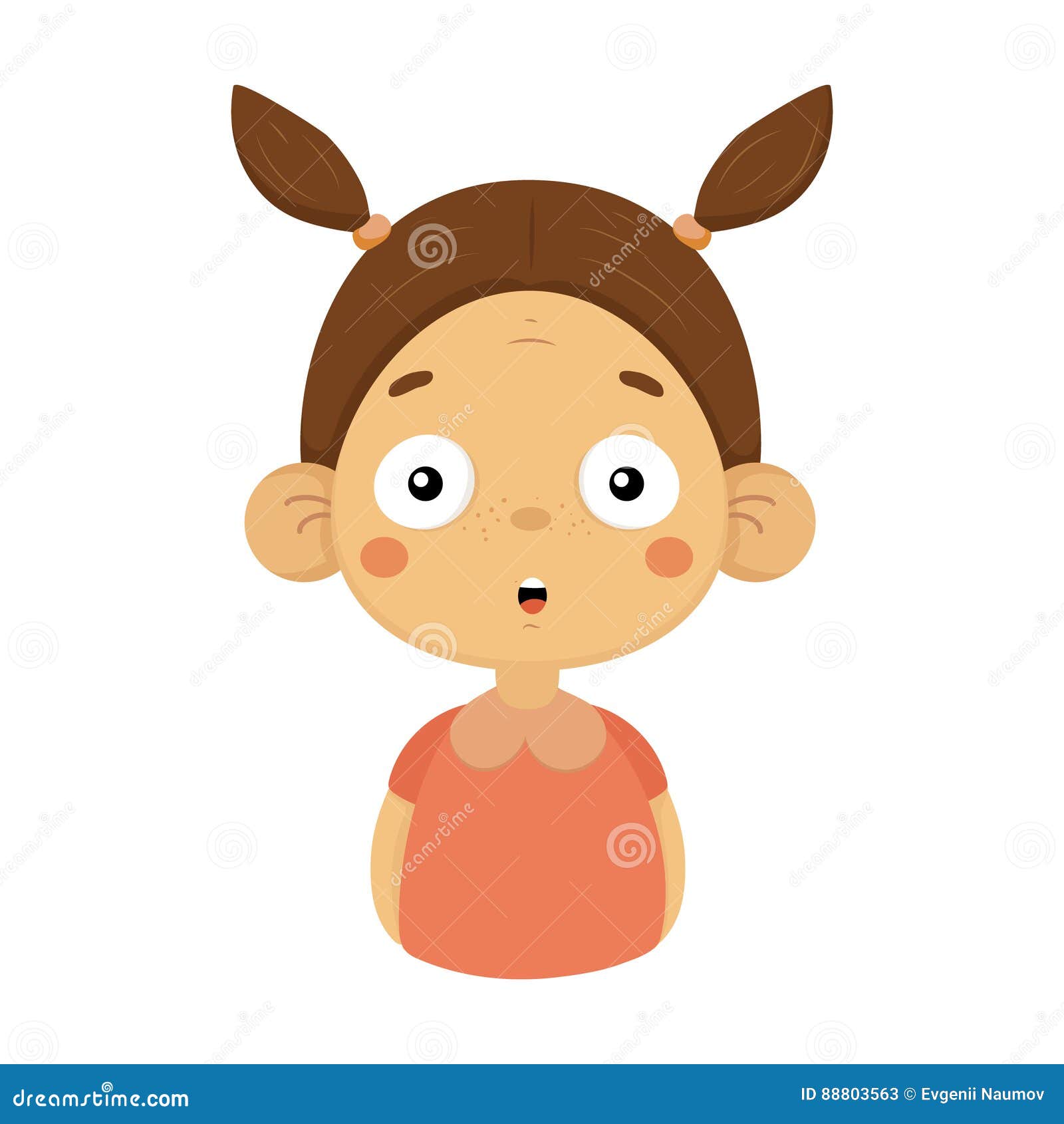 Surprised Little Girl Flat Cartoon Portrait Emoji Icon with Emotional ... Surprised Little Girl Flat Cartoon Portrait Emoji Icon with Emotional ...