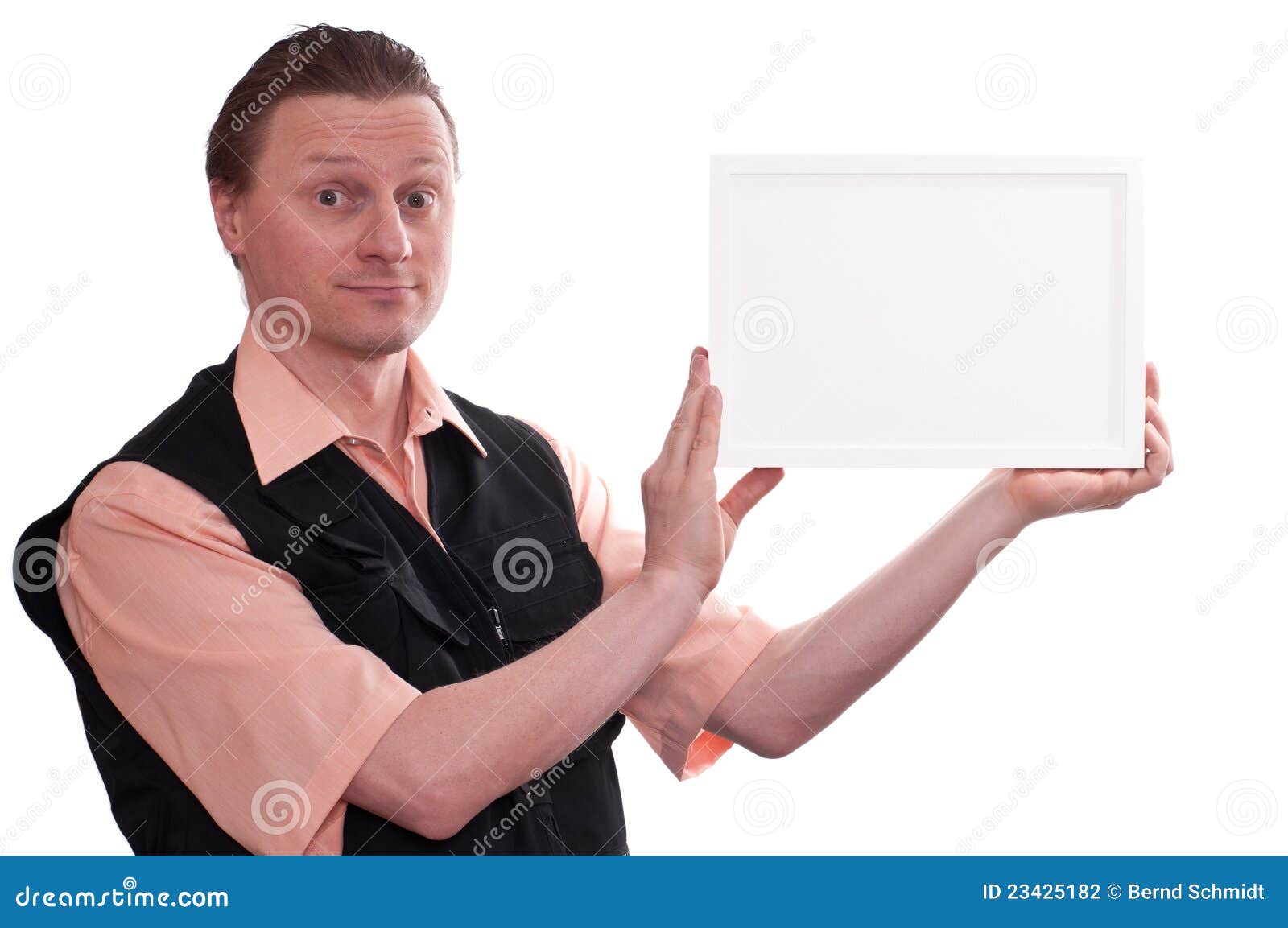 Surprised Looking Man is Holding a Frame Stock Photo - Image of ...