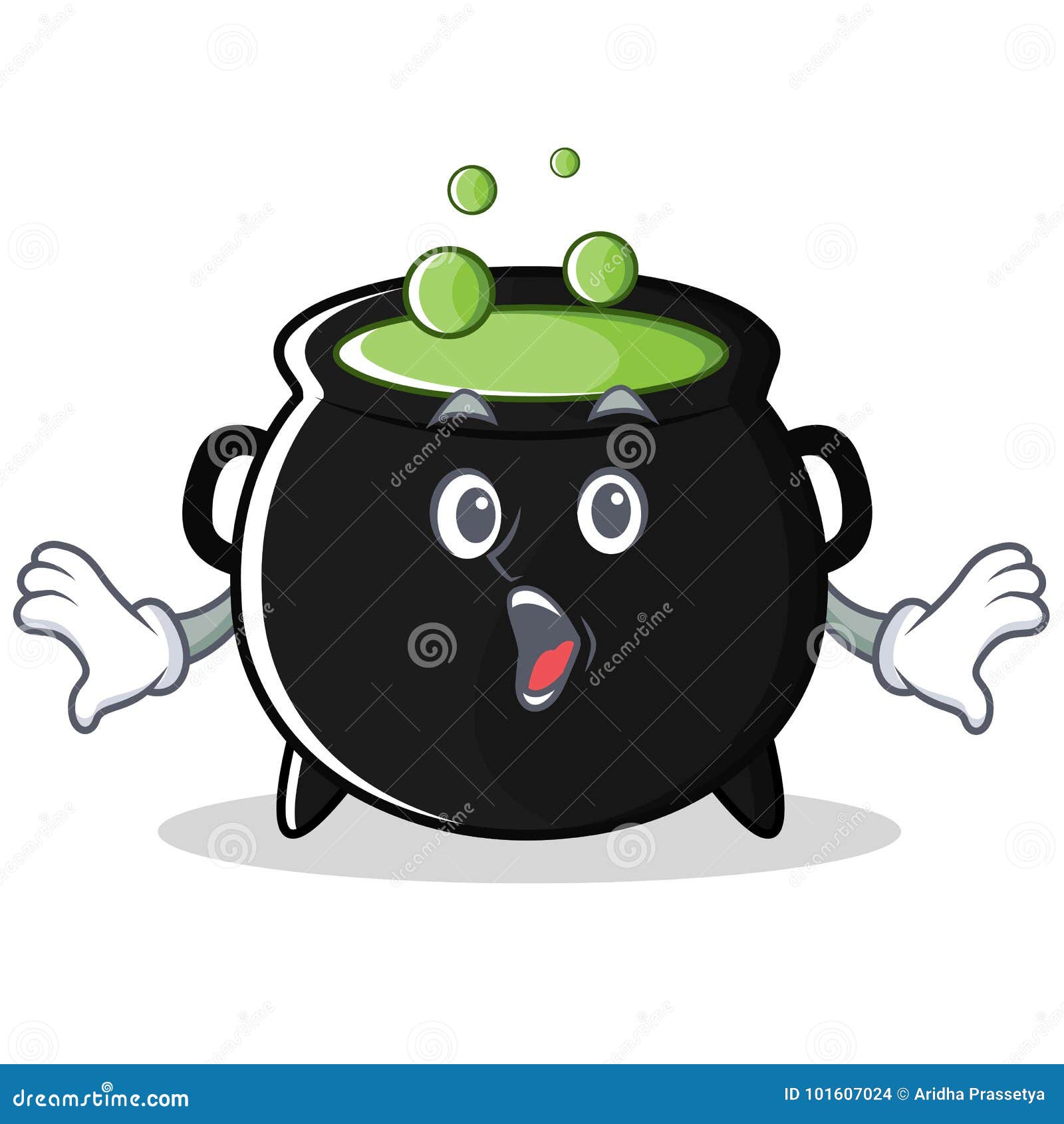 Surprised Magic Cauldron Character Cartoon Stock Vector - Illustration ...