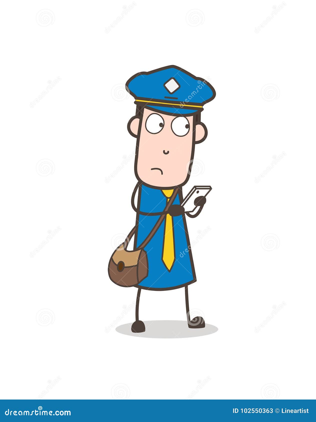 Surprised Mailman Chatting in Mobile Vector Stock Illustration ...