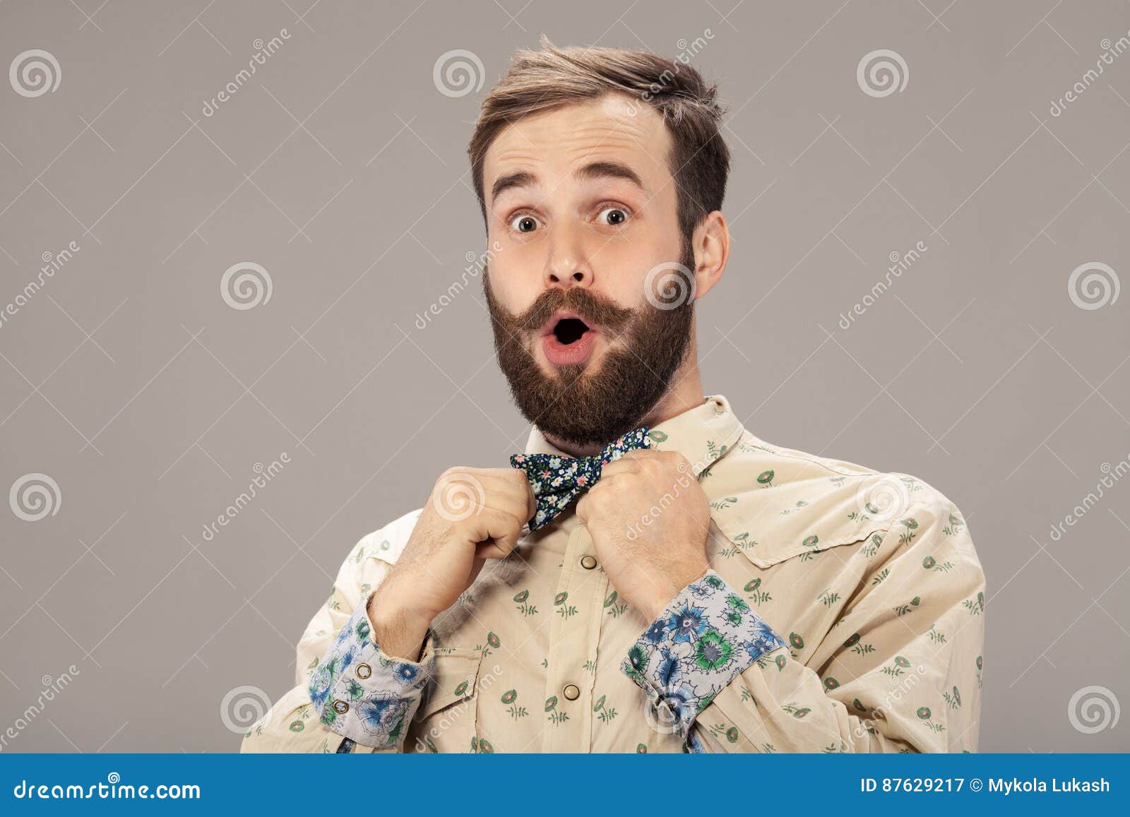 Surprised Man with Beard and Moustache. Shocked Face Expression ...