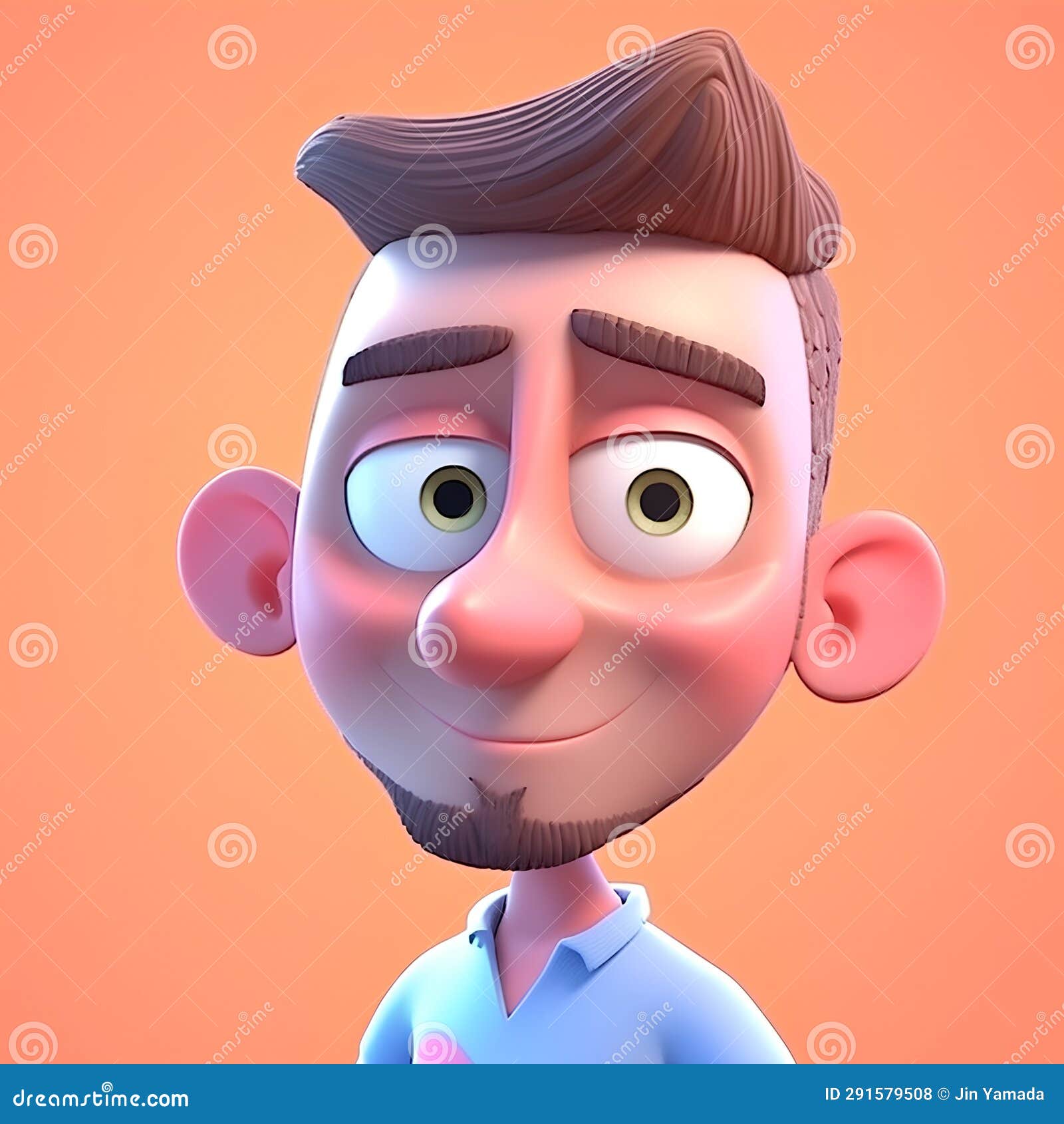 Surprised Man with Big Eyes. 3D Render. Cartoon Character Stock ...